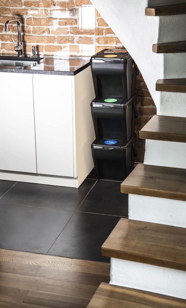 Vuilnisbak 4 vakken afvalscheidingssysteem 100 l - 4 x 25 l groen ...