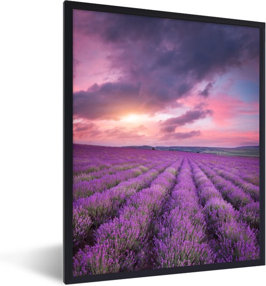 PosterMonkey - Poster - Fotolijst - Bloemen - Lavendel - Zon - Wolken - Paars - 30x40... | bol