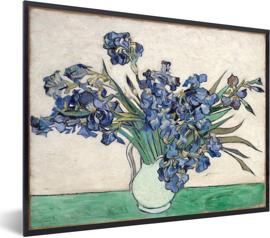 Fotolijst incl. Poster - Stilleven van irissen - Vincent van Gogh - 40x30 cm - Posterlijst | bol
