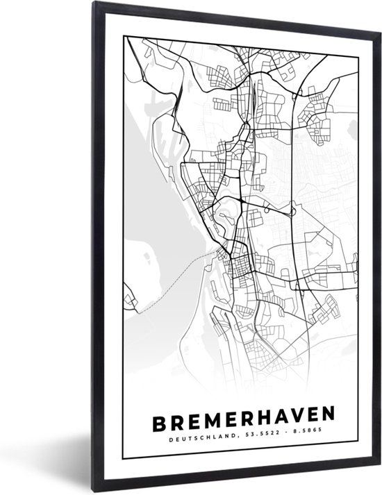 Fotolijst incl. Poster - Bremerhaven - Plattegrond - Kaart - Stadskaart ...