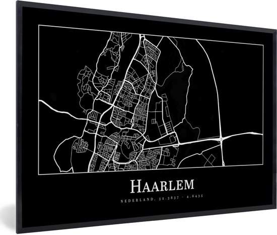 Fotolijst incl. Poster - Plattegrond - Haarlem - Stadskaart - Kaart ...