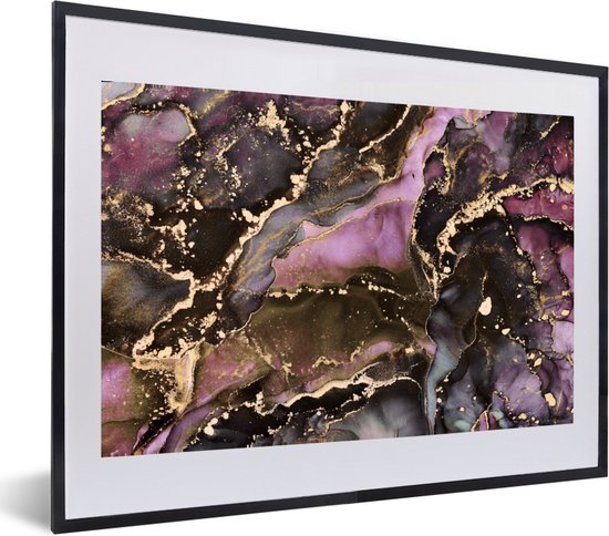 Fotolijst incl. Poster - Marmer - Gold - Steen - Abstract - 60x40 cm ...