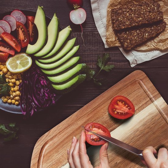 Relaxdays houten snijplank, van acaciahout, vleesplank, HxBxD: 1,5 x 37 ...