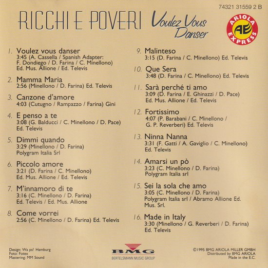 RICCHI E POVERI - Voules Vous Danser, Ricchi E Poveri | Muziek | bol.com