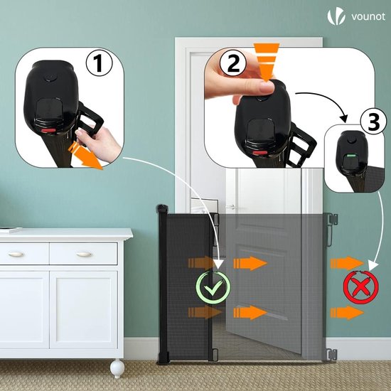 Intrekbare trappoort voor baby's, verlengen tot 180 cm breed, stille ...