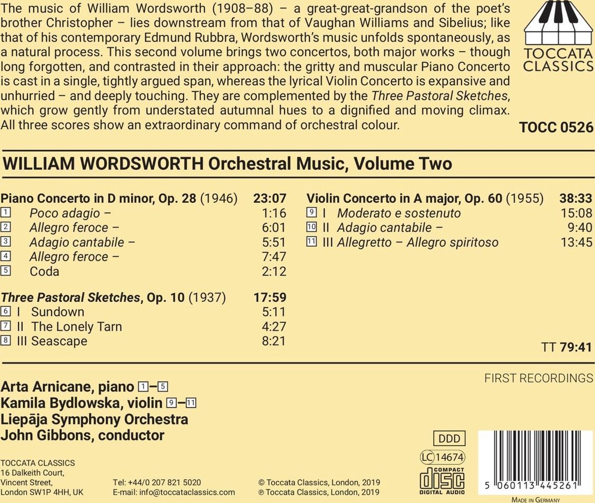 William Wordsworth: Orchestral Music. Volume Two, Arta Arnicane | CD ...