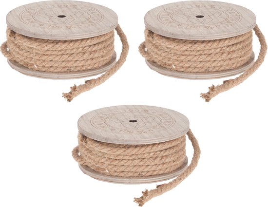 3x Decoratie/hobby touw jute bruin lengte 7 meter dikte 8 mm ...