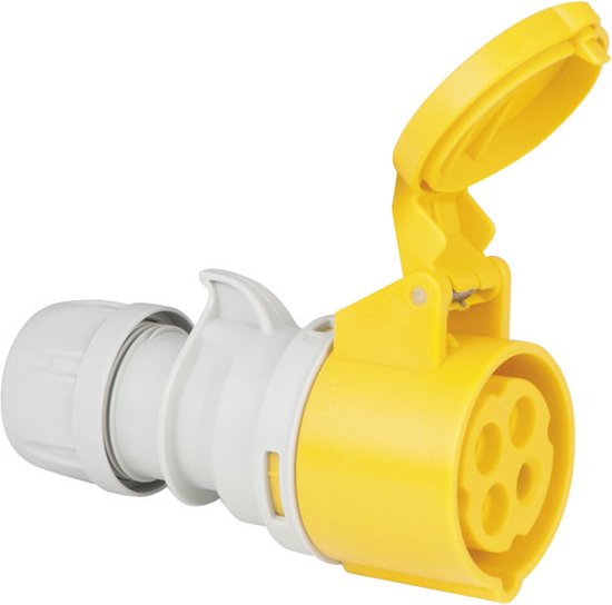 CEE Stekker PCE 16A 110V 4p Plug Female IP44 Shark Geel | bol