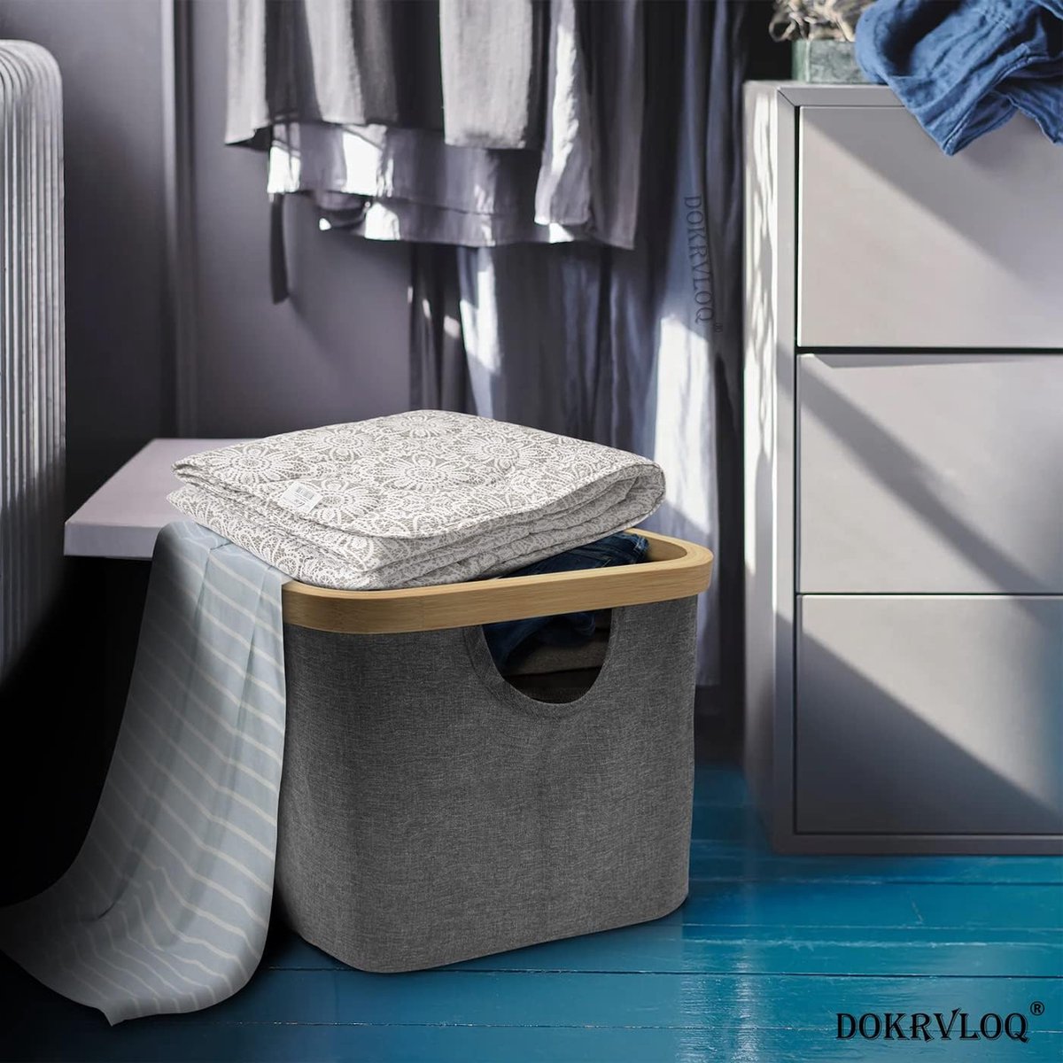 Panier à linge, pliable, 50 litres, gris, idéal comme panier de ...