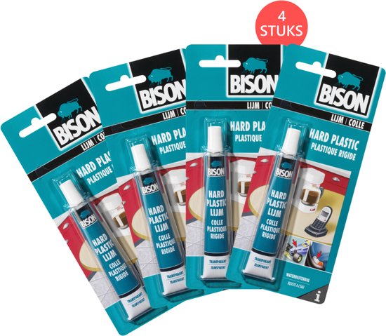 Bison hard plastic lijm - 4 stuks - sterk - waterbestendig - 25 ml | bol