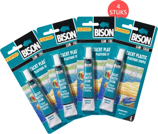 Bison zacht plastic lijm - 4 stuks - vinyl & zacht PVC - waterbestendig ...