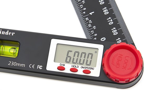 HBM Digitale Hoekmeter 195 mm - 4 in 1 Digitale Blokhaak Zweihaak Hoek ...