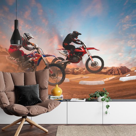 460cm X 300cm - Fotobehang - Motorfiets Race, Motocross, 11 maten ...