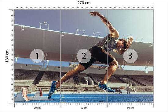 Fotobehang Sprinter Loopt Uit Het Startblok | bol