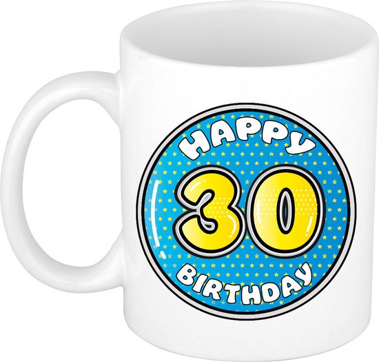 Bellatio Decorations Verjaardag cadeau mok - 30 jaar - blauw - 300 ml - keramiek | bol