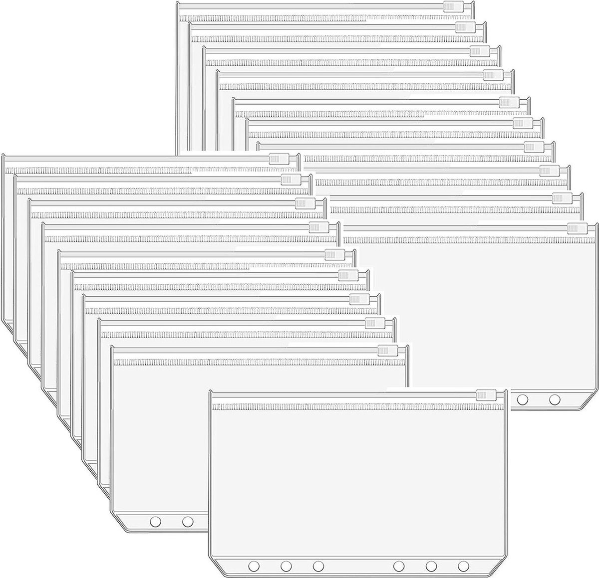 20-Delige - Set A6 Formaat Transparante Binder Zakken met Rits – PVC ...