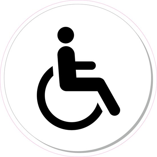 20 cm ø Invalide Toilet ronde sticker | Pictogram | Vinyl | Zwart | bol
