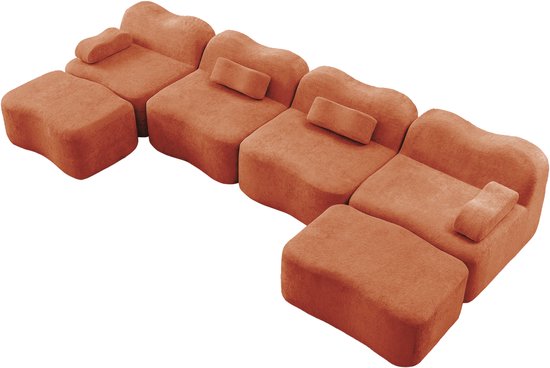 REDOM - Modulaire U-vormige Bank - 4-zits met golvend ontwerp - Moderne ...