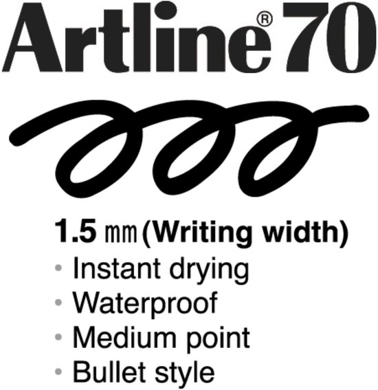 Artline 70 Permanent Marker - Doos 12 Stuks - Kogelpunt 1,5mm ...