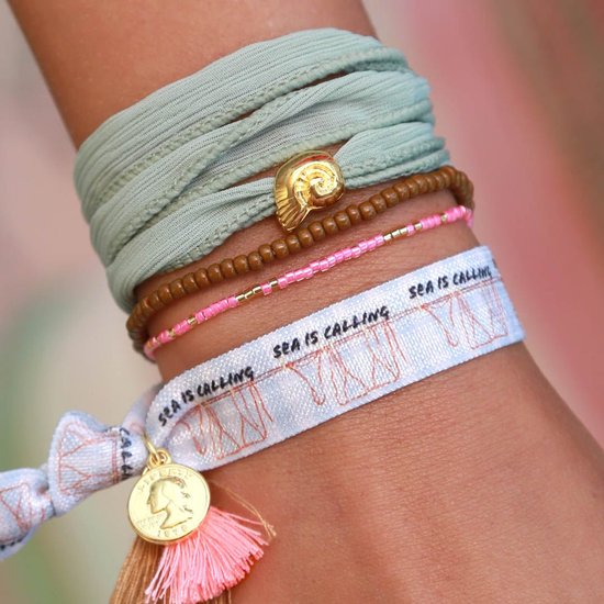 Wrap armband - Sari zijde - Pistache groen - Dames - Wikkel armband ...