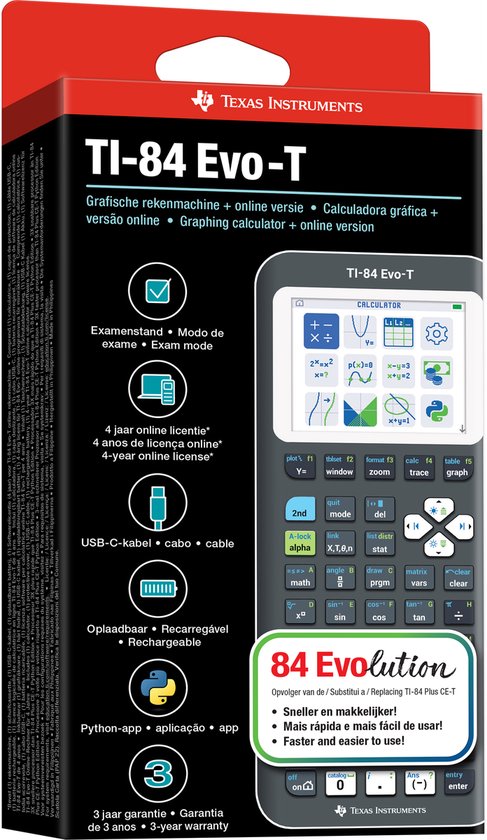 Texas Instruments - TI-84 Evo-T - Grafische Rekenmachine - Examenstand ...