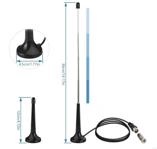 WiseGoods Premium DAB FM Radio Antenne 3M - Met Magnetische Voet ...