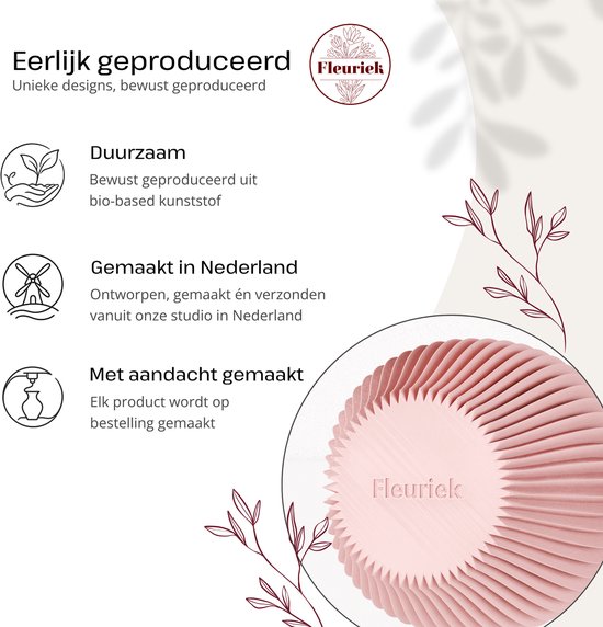Fleuriek vaas EMMA - Roze H40 cm - Hoge vaas met geribbeld design ...