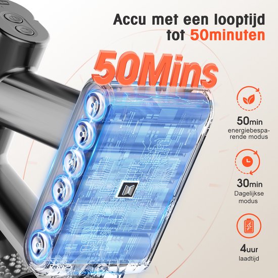 Elekiatech Steelstofzuiger- 46000Pa - 50 Minuten Gebruikstijd - 8 Kegel ...