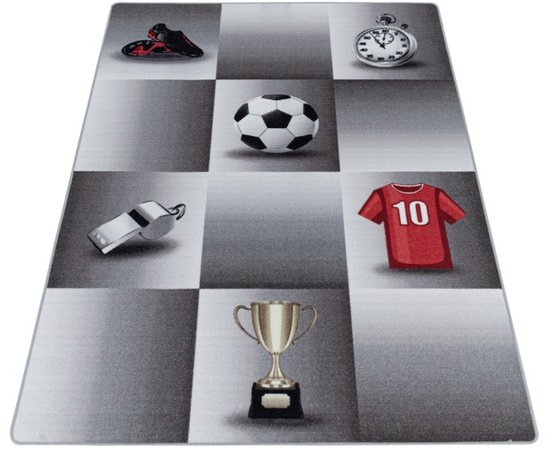 Kinderkleed met korte pool, voetbalpatroon, grijs 160x230 cm | bol