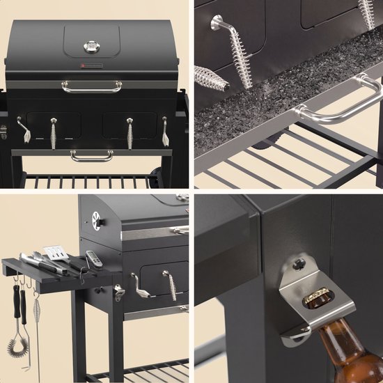 KitchenBrothers Houtskool BBQ XL - Dual Zone Smoker Barbecue - Met ...