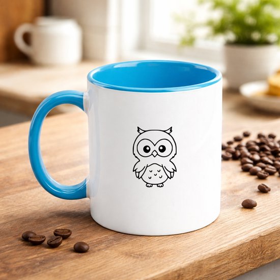 Hacebo® - Uil koffiebeker blauw - Uil - Familie vrienden - thee mok ...
