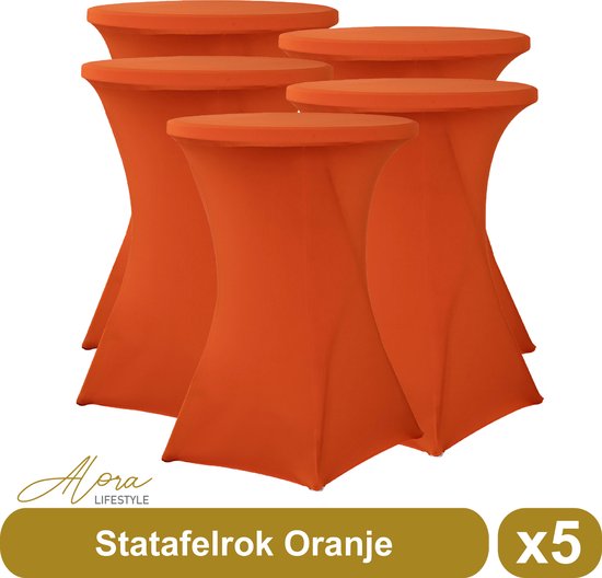 Alora Statafelrok Oranje 80 cm per 5 - Alora tafelrok voor statafel - Statafelhoes -... | bol