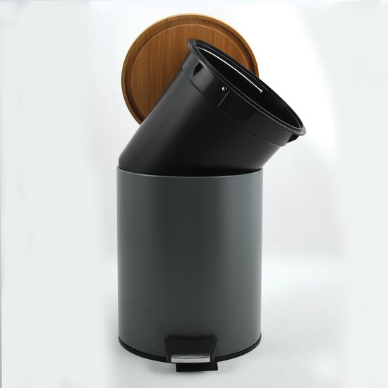 Spirella Pedaalemmer 3L - ADONIS - Prullenbak Badkamer - Bamboo - Grijs ...