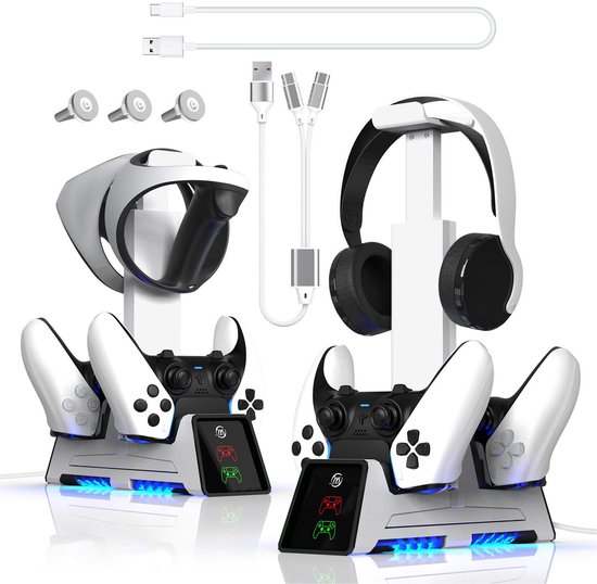 NAXSIR PS5 Controller Oplaadstation- Magnetisch Laadstation voor 2 PS5 ...