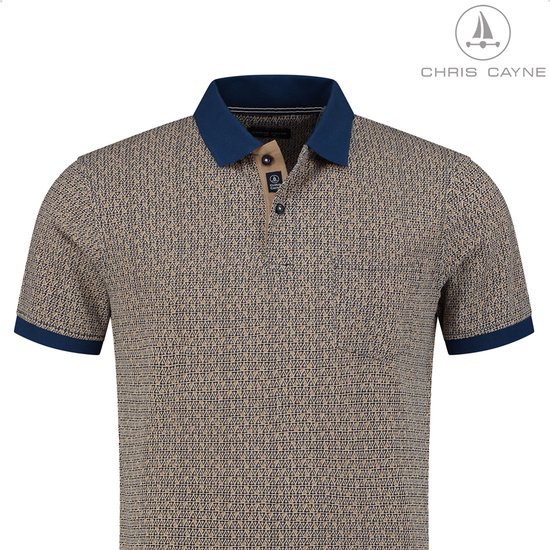 Chris Cayne - poloshirt heren – maat XXL – beige-blauw - polo shirt ...