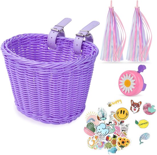 Handgeweven Kinderfietsmand met Fietsaccessoires - Perfect voor Jongens ...