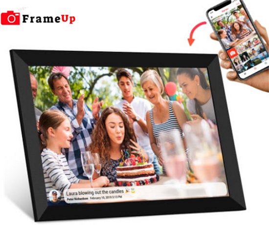 FrameUp - Digitale fotolijst met WiFi Met App- Zwart - 10.1 inch HD+ IPS Display -... | bol