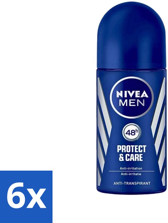 Nivea - Men - Deodorant - Roller - Protect & Care - 50 ml - Voordeelverpakking - 6 stuks | bol