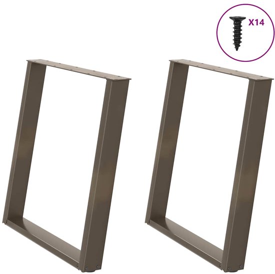 vidaXL - Eettafelpoten - 2 - st - U-vormig - 70x(72-73) - cm - staal - naturel | bol