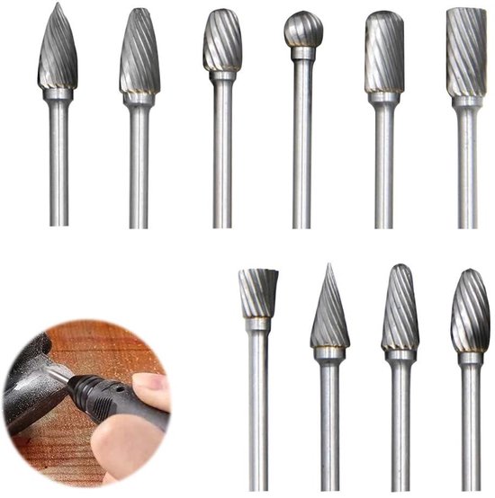 10 stuks Hardmetalen Stiftfrezen Set Met 1/8” Schacht - Voor ...