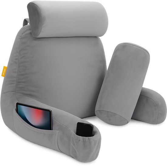 Luxe Leeskussen voor in bed - Met 3 opbergvakken - Rugkussen bank ...