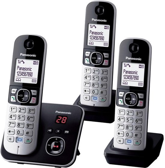 Trio DECT draadloze telefoon - 3 handsets - antwoordapparaat - zwart ...