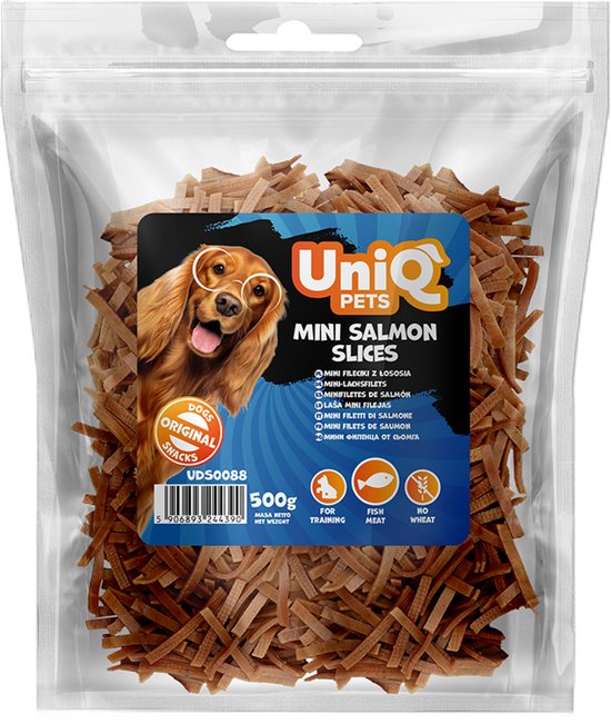 UniQ Pets 80% Zalm Strips Trainers - 500g - Hondensnacks - Gedroogd ...
