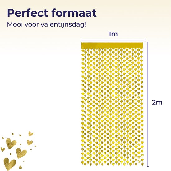 Glittergordijn - 1x2m - Gouden Hartjes - Valentijn Versiering ...