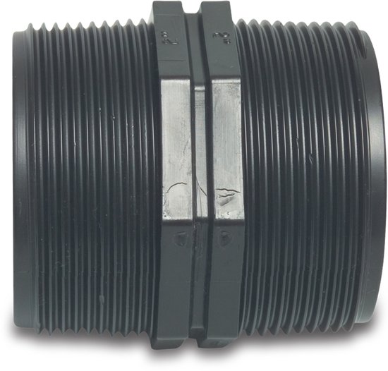 Nippel buitendraad pp zwart 1/2 inch 1 stuk Deltafix | bol
