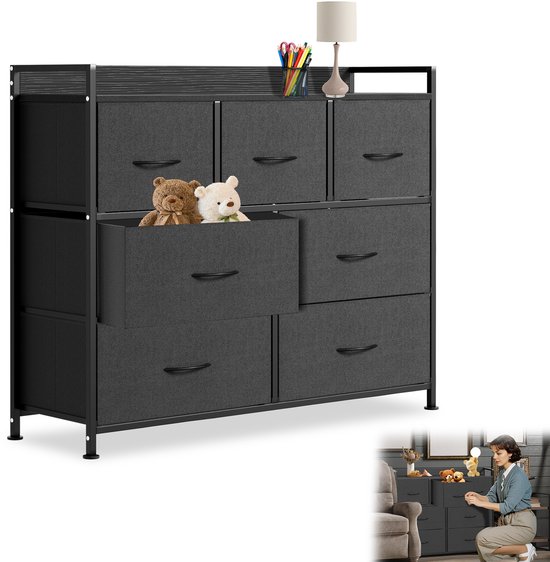 Commode met laden, sideboard, 7 stoffen laden met handgrepen ...