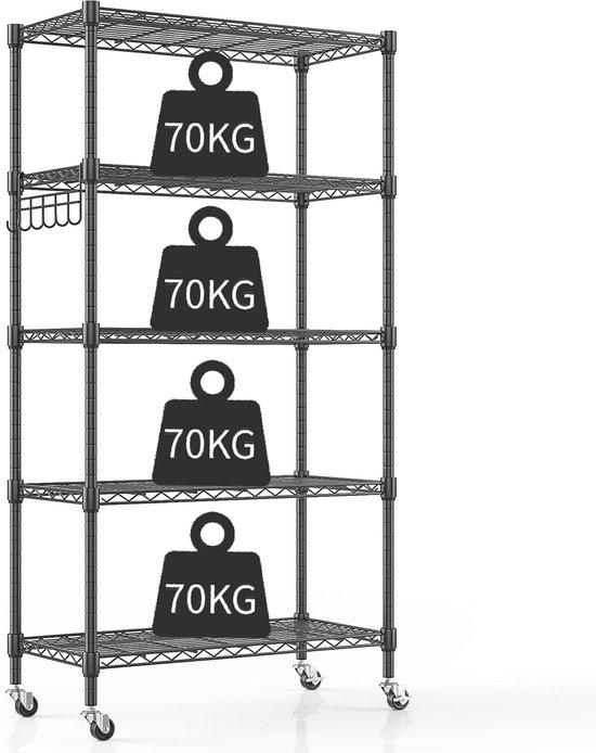 verstelbare 5-draads metalen rek met wielen - opbergrek voor keuken ...