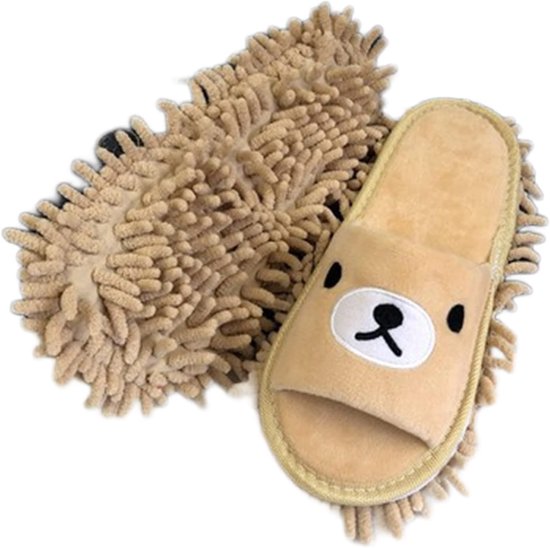 Stof Mop Pantoffels - 1 paar mop slippers - Herbruikbaar - bruin | bol