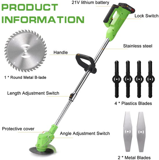 Coupe-bordures électrique Bovista - Avec batterie - Sans fil - Voegenborstel -... | bol