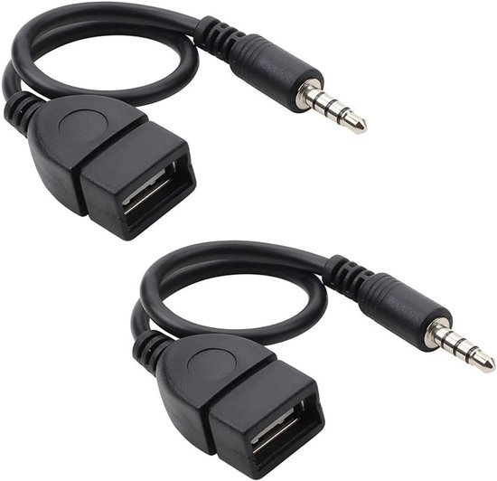 2 stuks 3.5 mm Aux naar USB 2.0 adapter - Audiokabel met Aux ...